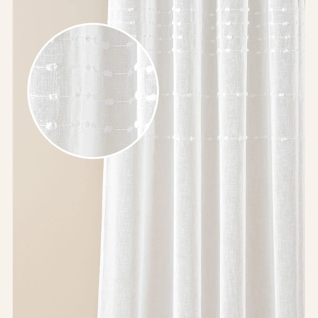 Kvalitní bílý závěs Marisa se stříbrnými průchodkami 140 x 250 cm