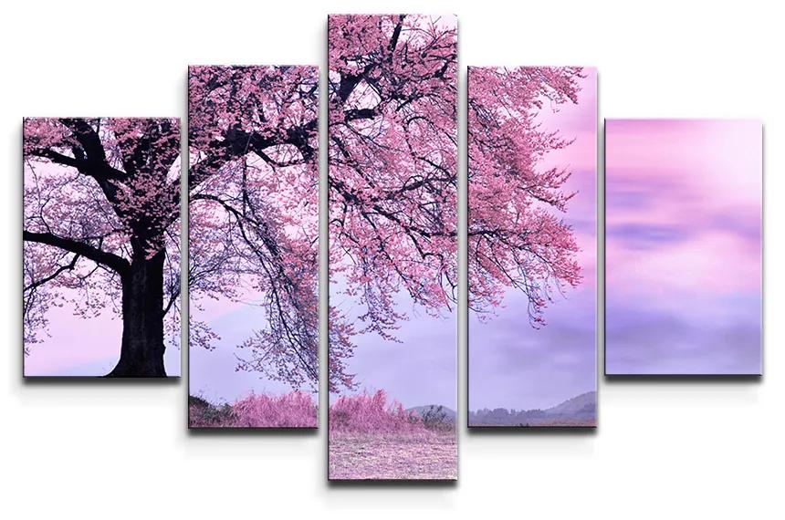 Sablio Obraz - 5-dílný Růžový strom - 125x90 cm