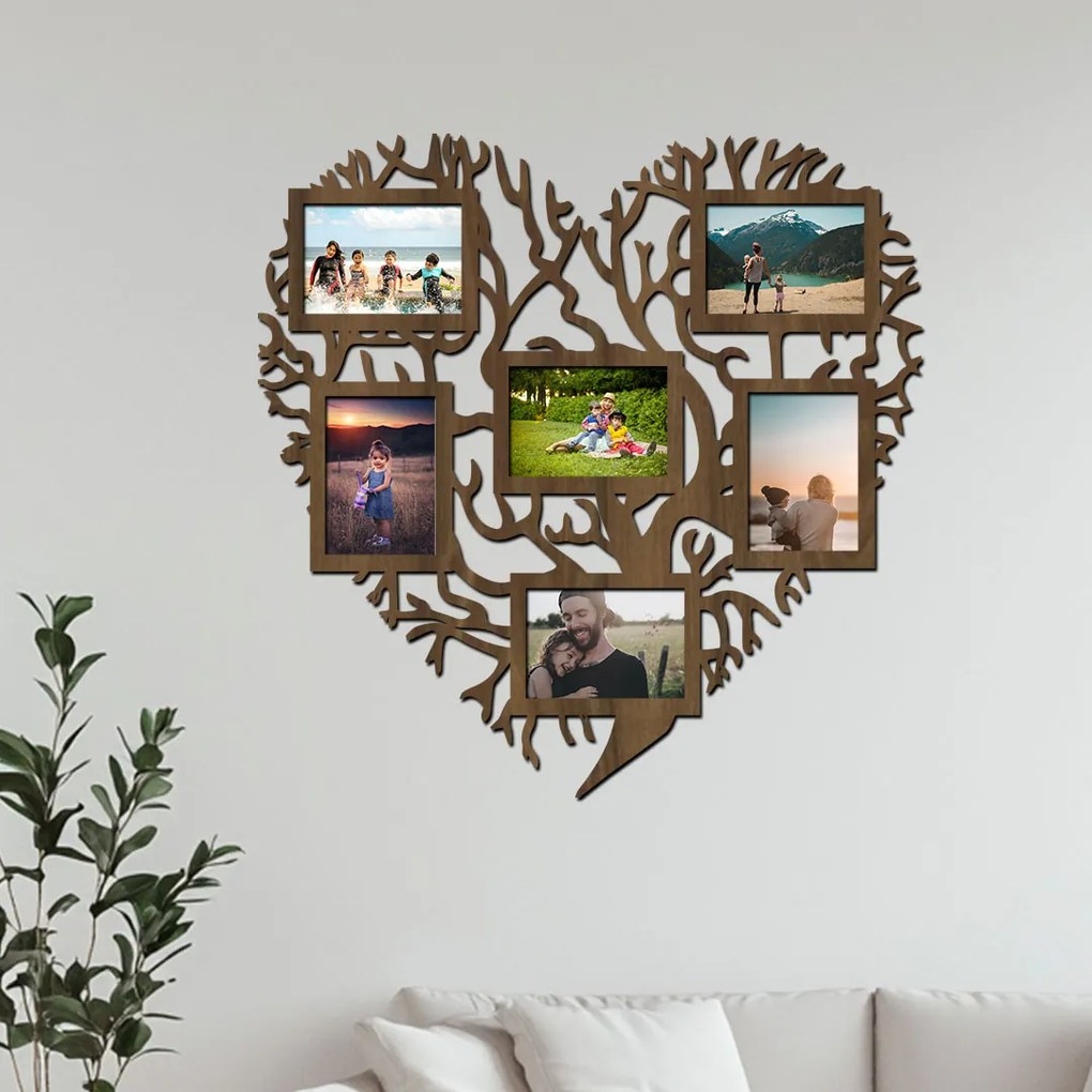 dřevo života Dřevěný fotorámeček Srdcový strom II Zvolte barvu dekoru: Horský dub, Zvolte velikost fotografie (cm): 13x18