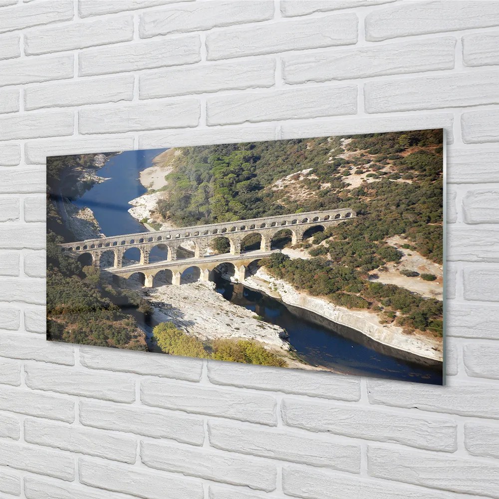 Skleněný panel řeka Řím Akvadukty 140x70 cm