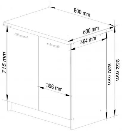 Kuchyňská skříňka OLIVIA S80 - bílá/černý lesk