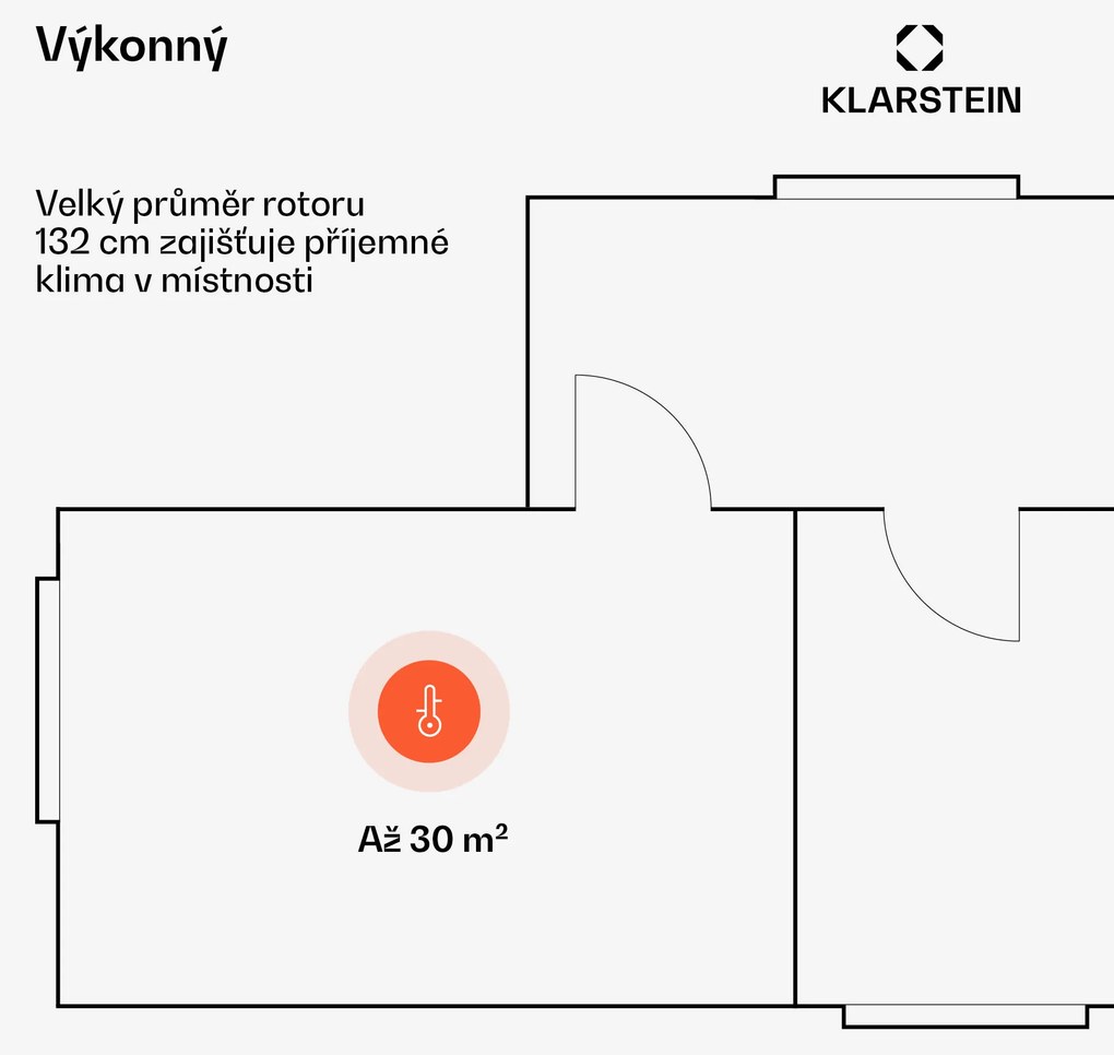 Klarstein Santa Elena 52", Ø 132 cm stropní ventilátor, 10260 m³/h, lopatky z pravého dřeva, 6 nastavení rychlosti, dálkové ovládání