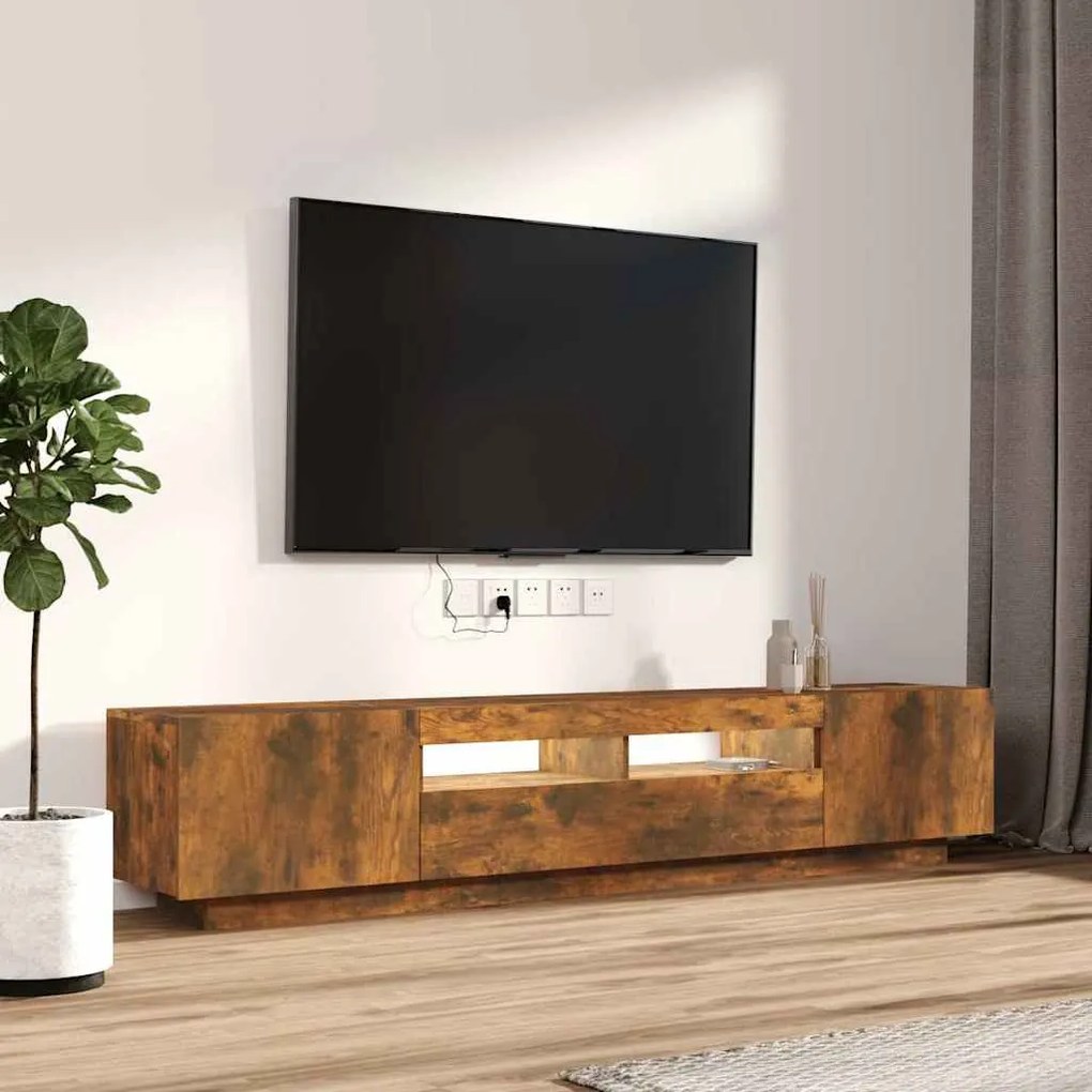 2dílný set TV skříněk s LED světly kouřový dub kompozitní dřevo 3120170