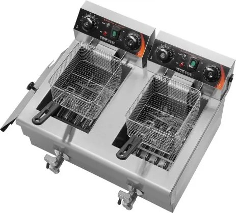 Komerční elektrická fritéza Stolní fritéza s dvěma nádržemi 6000 W