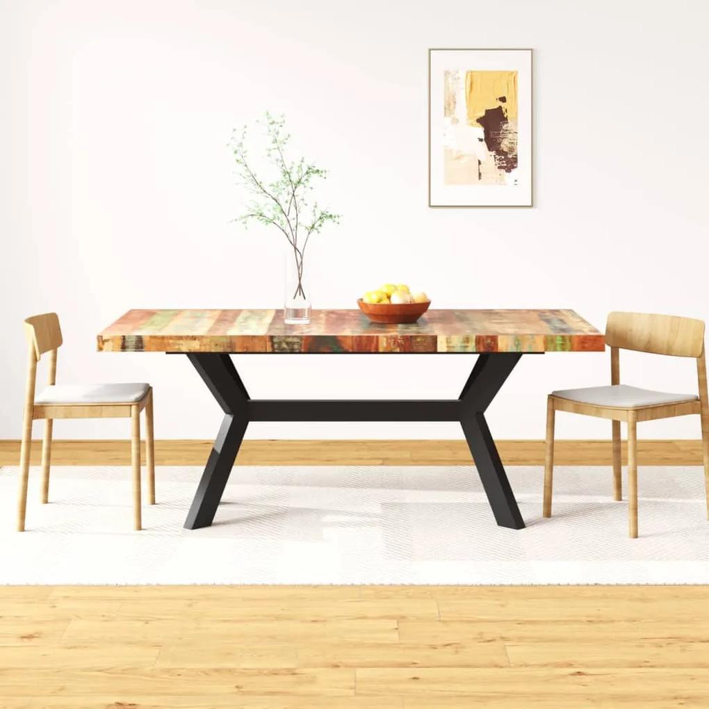 Jídelní stůl masivní recyklované dřevo ocelový kříž 180 cm,  244804