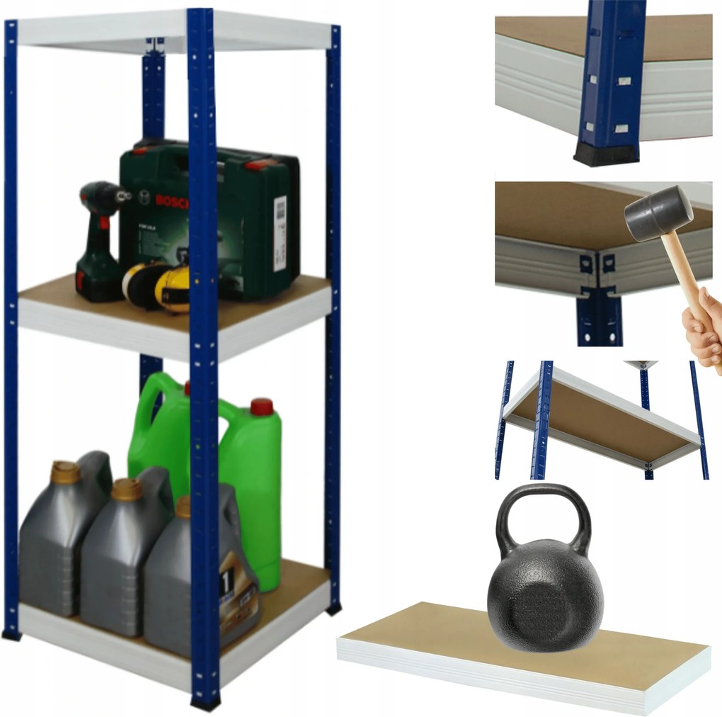 Garážový skladový regál kovový stojan Helios 106x50x50 cm 3Px175 kg Pl