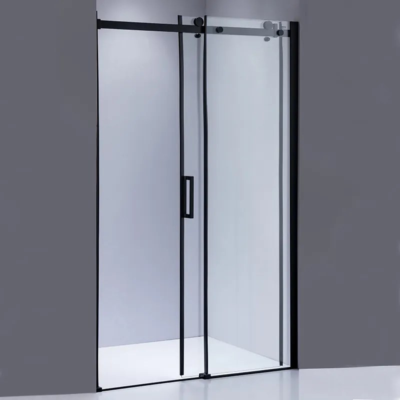 BPS-koupelny Posuvné sprchové dveře HYD-PD03B 100 černé/transparent pro instalaci do niky + vanička HYD-OSV-ST03A 100x80 bílá