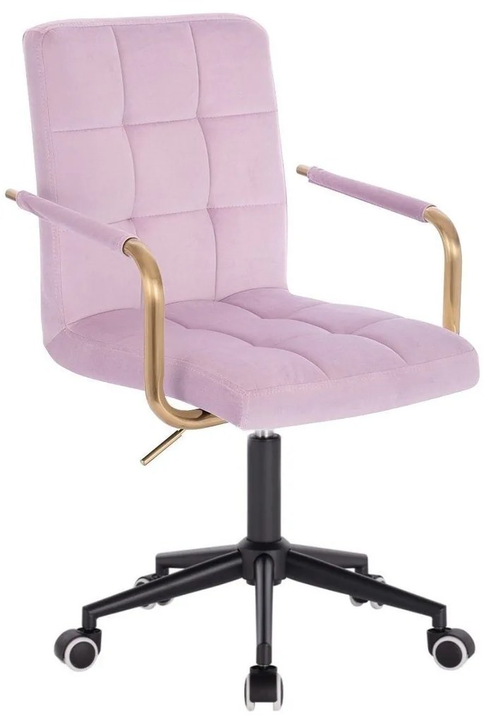 LuxuryForm DESIGN Otočná židle VERONA GOLD VELUR na černé podstavě s kolečky - levandule
