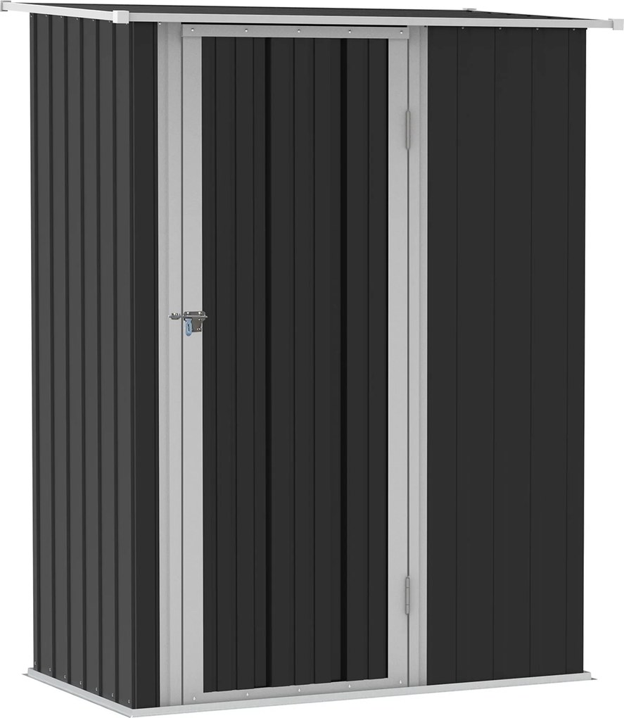 Zahradní kůlna Outsunny s dveřmi, venkovní ocelová, tmavě šedá 142 x 84 x 189 cm | Aosom