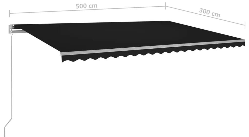 Automatická zatahovací markýza se sloupky 5 x 3 m antracitová,  3069989