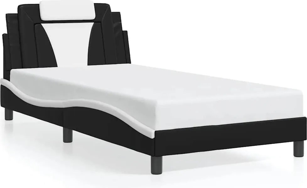 Rám postele Viana bez matrace černý a bílý 100 x 200 cm umělá kůže 3208080