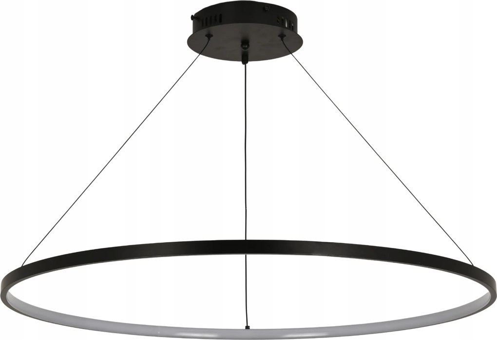 stropní svítidlo Led Závěsný Lustr Ring 80 cm Dálkový Ovladač Černá Loft moderní