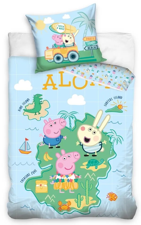 Dětské bavlněné povlečení Peppa Pig Aloha, 140 x 200 cm, 70 x 90 cm