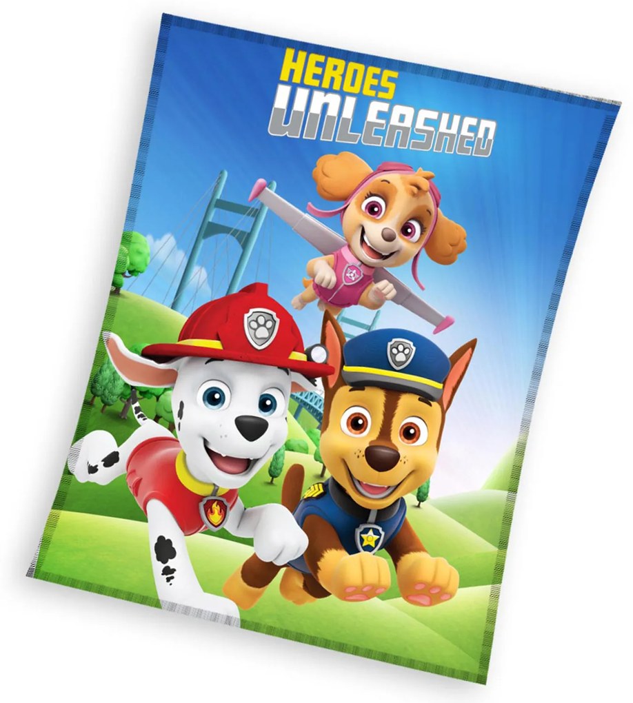 DĚTSKÁ FLEECOVÁ DEKA PAW PATROL 150X200 CM VZOROVANÁ