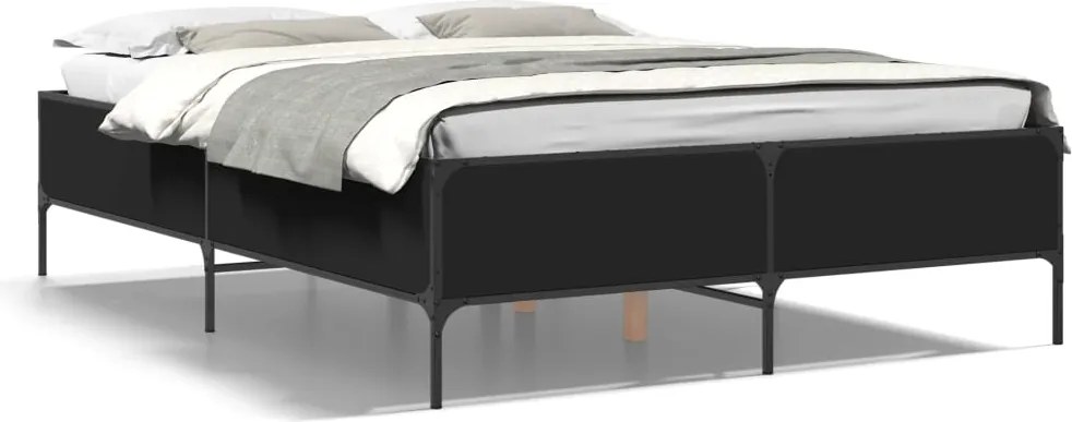 Rám postele černý 150 x 200 cm kompozitní dřevo a kov 3279792
