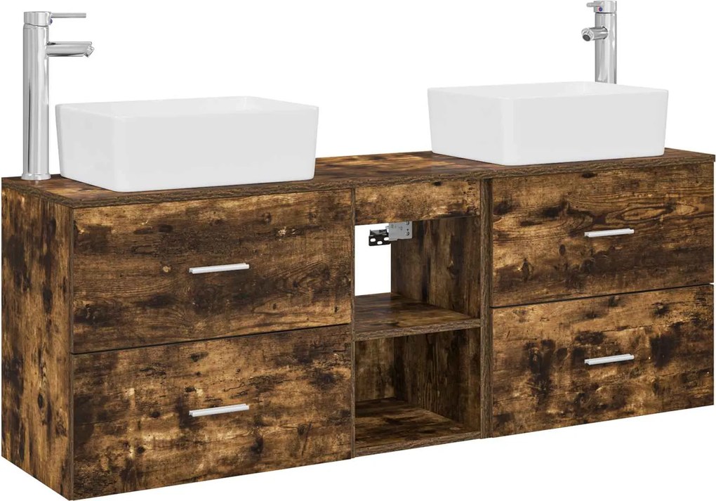 Sada koupelnových skříněk 3 ks Kouřový dub 53 x 34,5 x 63 cm 3405855