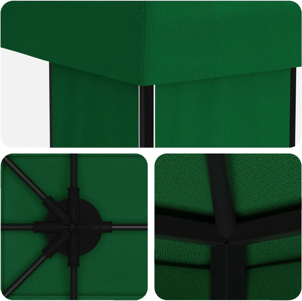 Zahradní altán 6 x 3 m Zelená Polyester a ocel 190 gsm 3376011