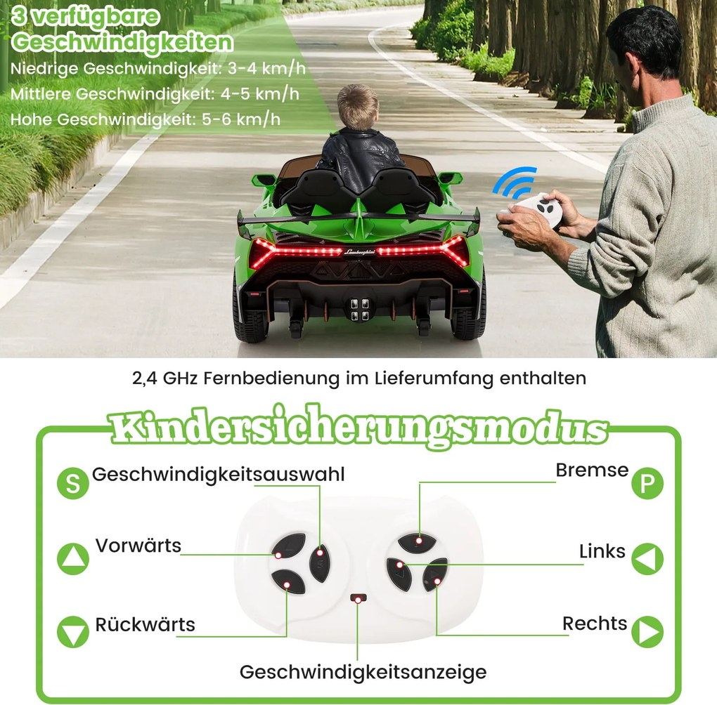 Costway Dětské elektrické auto Lamborghini s dálkovým ovládáním