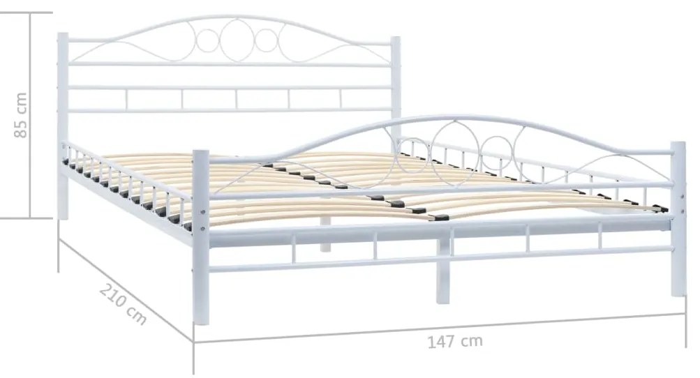 Kovový rám postele laťkový rošt - zaoblený design - bílý | 140x200 cm