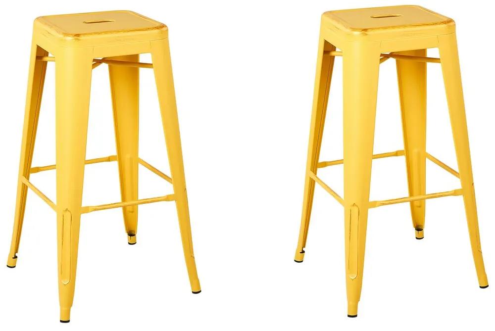 Sada 2 ocelových barových stoliček 76 cm žluté/zlaté CABRILLO Beliani