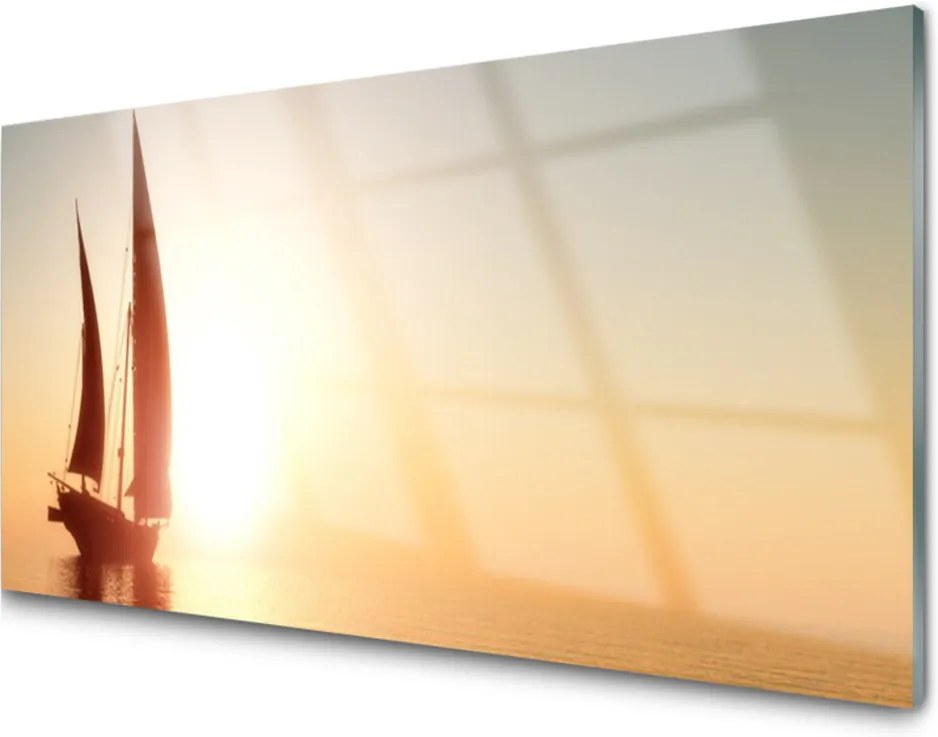 Plexisklo obraz Loďka Moře Slunce Krajina