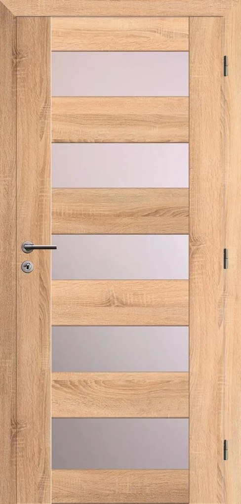 Solodoor Interiérové dveře rámové, 70 P, 750 × 1985 mm, fólie, pravé, dub Mystic, prosklené