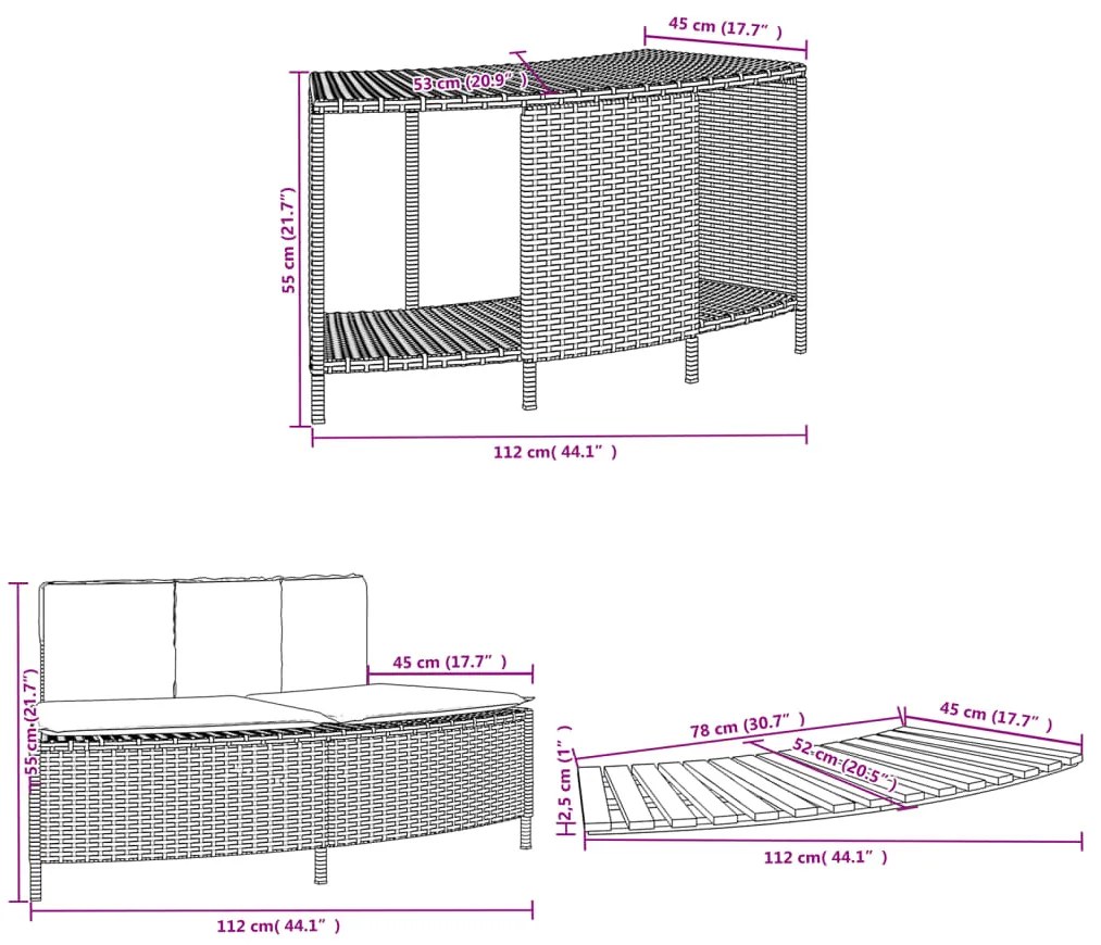 vidaXL Obruba k vířivce šedá polyratan a masivní akáciové dřevo