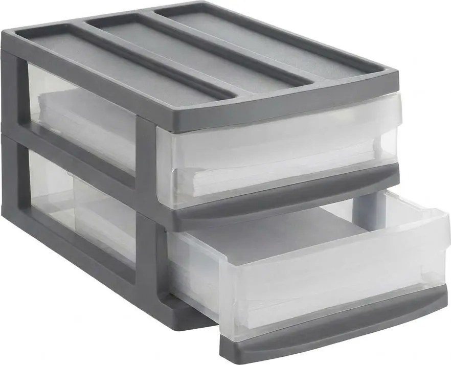 DUO M - Box se 2 zásuvkami (A4), úložný box vysunovací, antracit, Rotho SYSTEMIX