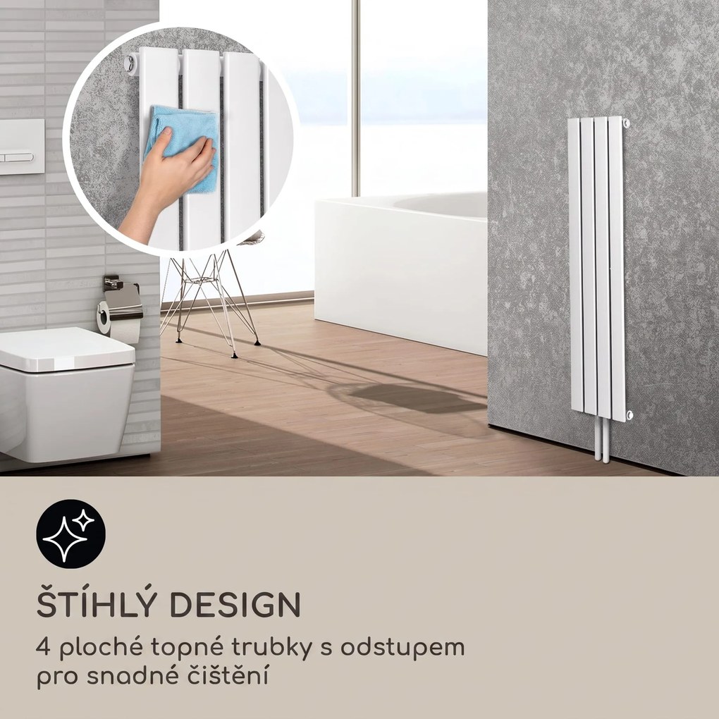 Blumfeldt Ontario 120 x 30 radiátor 1/2" boční připojení, montáž na zeď, 380 Watt