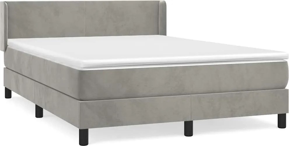 Box spring postel s matrací světle šedá 140x190 cm samet 3130835
