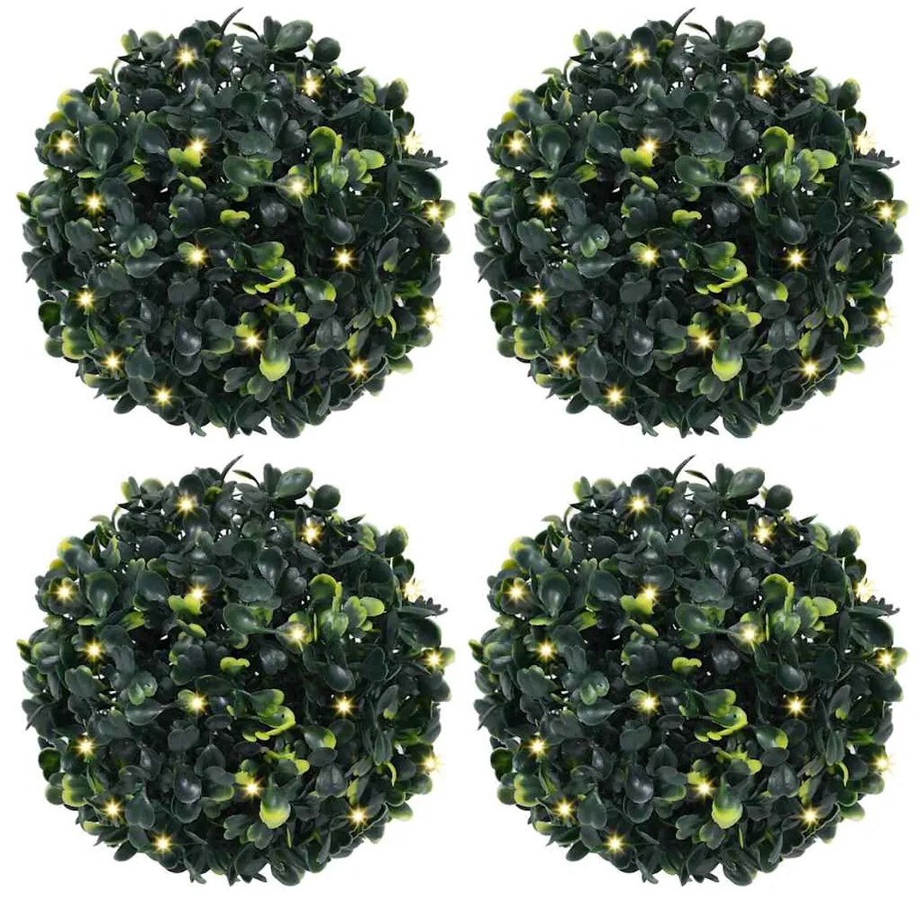 Umělé buxus koule s LED světly 4 ks zelené 12 cm 3335894