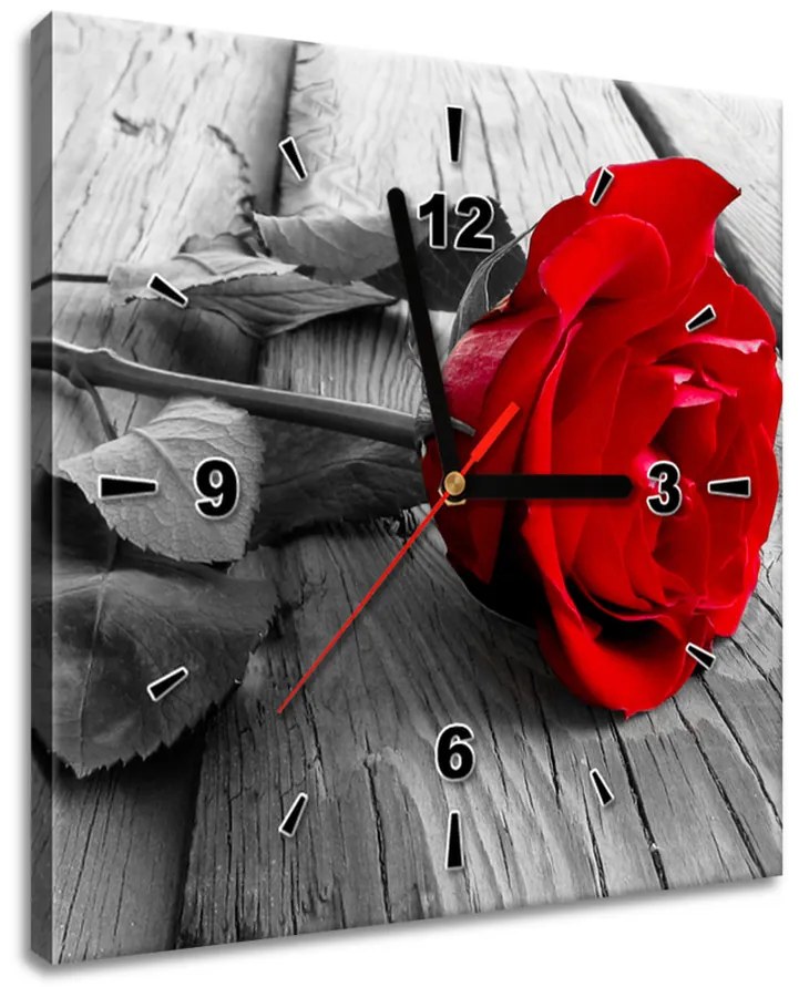 Gario Obraz s hodinami Červená růže Rozměry: 100 x 40 cm