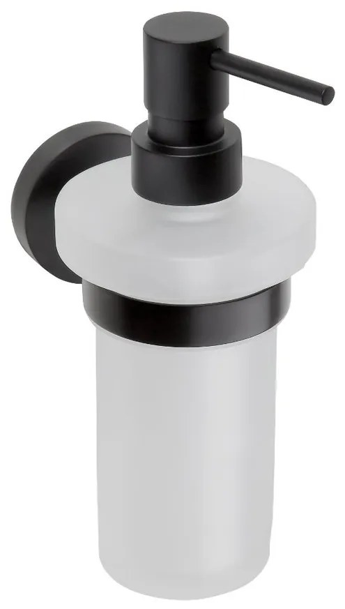Sapho, X-ROUND BLACK dávkovač mýdla, mléčné sklo, 230ml, černý, XR101B
