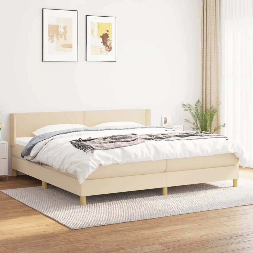 Box spring postel s matrací krémová 200x200 cm textil 3130142