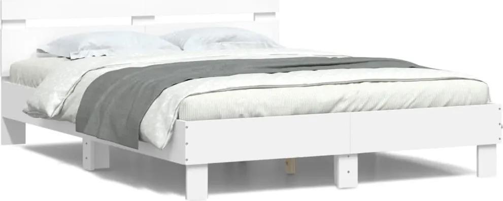 vidaXL Rám postele s čelem a LED osvětlením 140 x 190 cm [3207560] Barva: hnědý dub