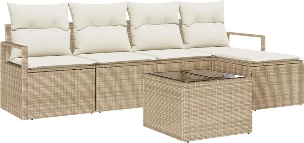 Set pohovek 6 ks Béžová a krémová polyratan 3355020