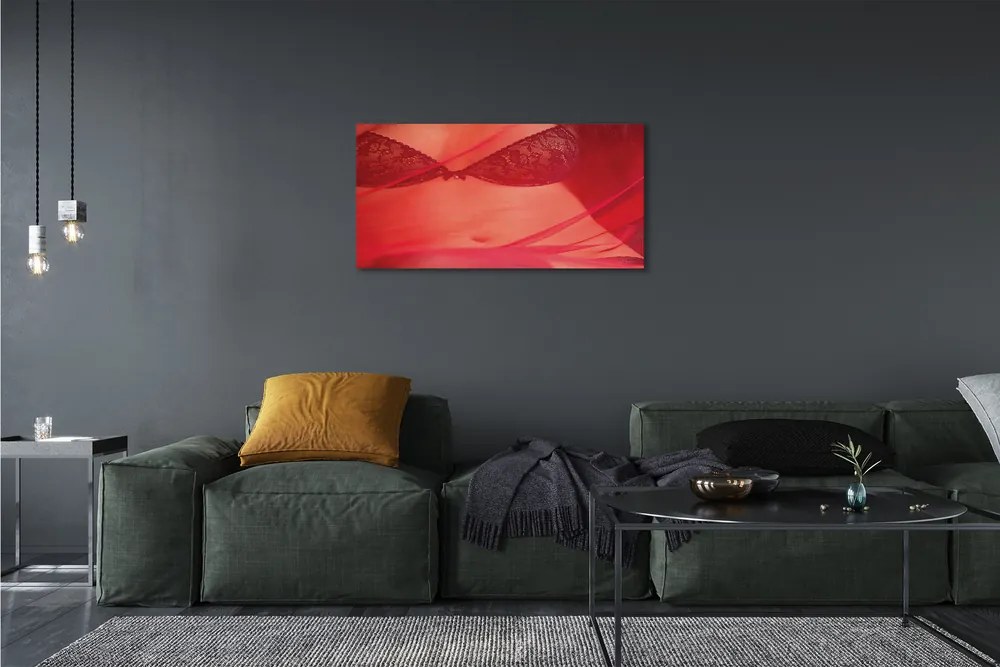 Obrazy na plátně Žena v červeném tylu 120x60 cm