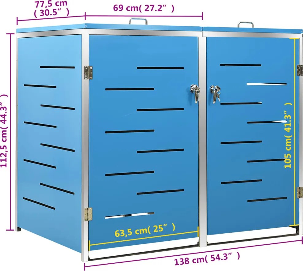 vidaXL Přístřešek na dvě popelnice 138 x 77,5 x 112,5 cm nerezová ocel [149559] Barva: antracitová
