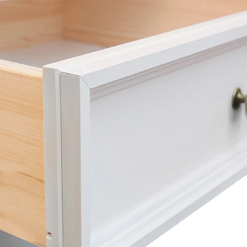 Massive home | Belluno Elegante bílá komoda 5S z masivu s dubovou deskou