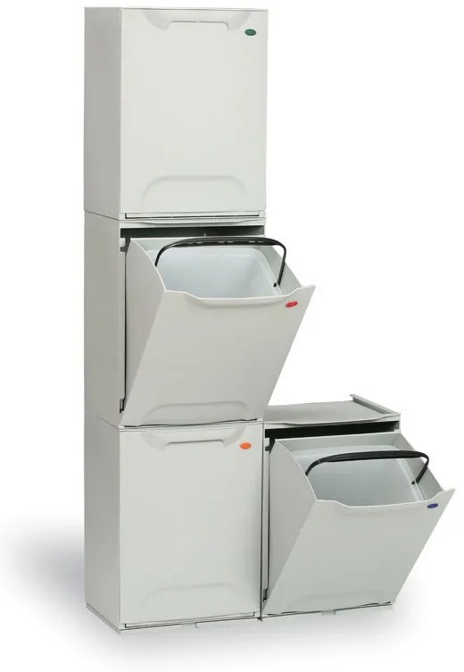 Sada 4 plastových košů na tříděný odpad, 20 L, 340 x 290 x 470 mm