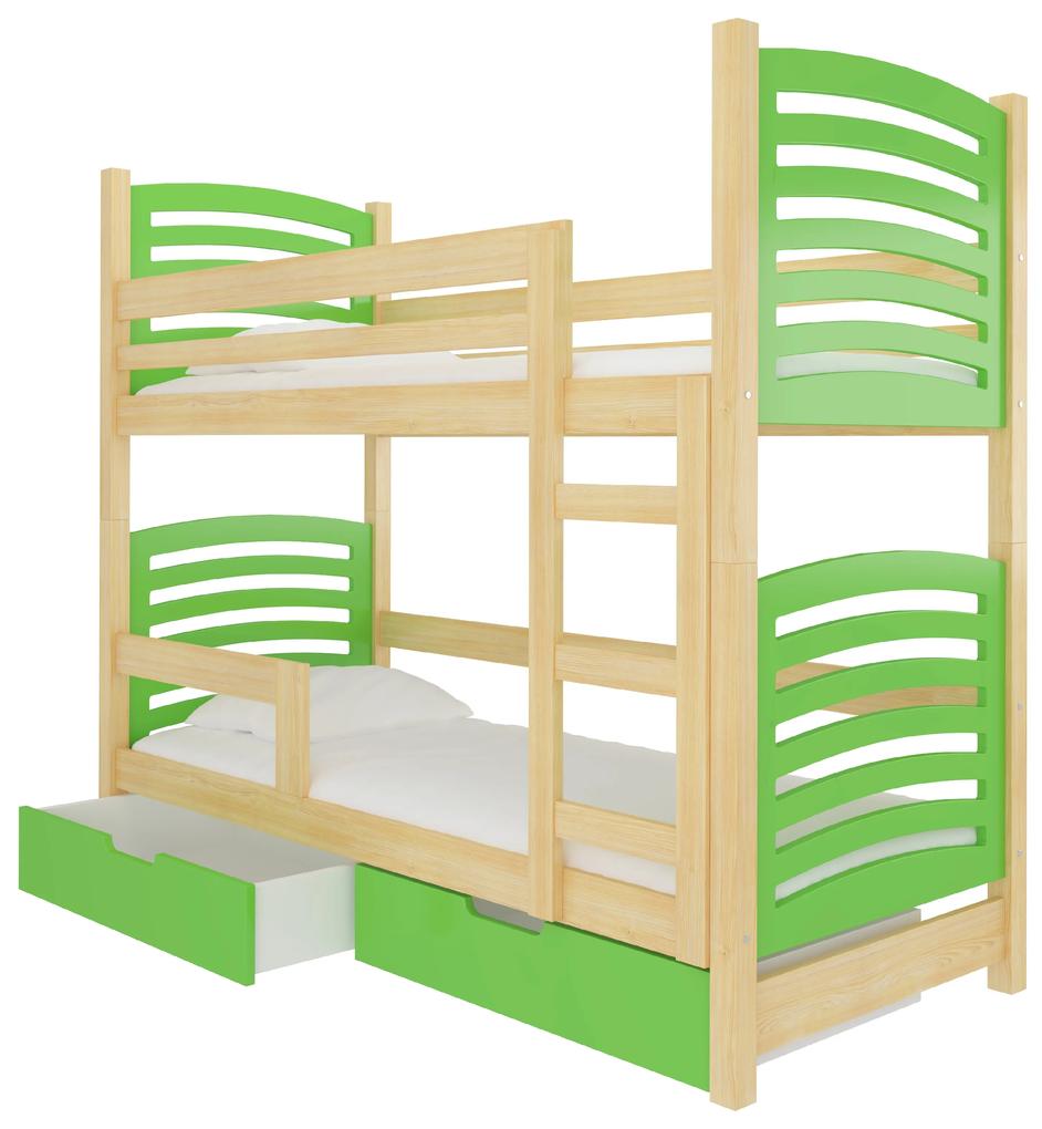 Dvoupatrová postel s matracemi OSUNA Hlavní barva: Pine, Další barva: Orange
