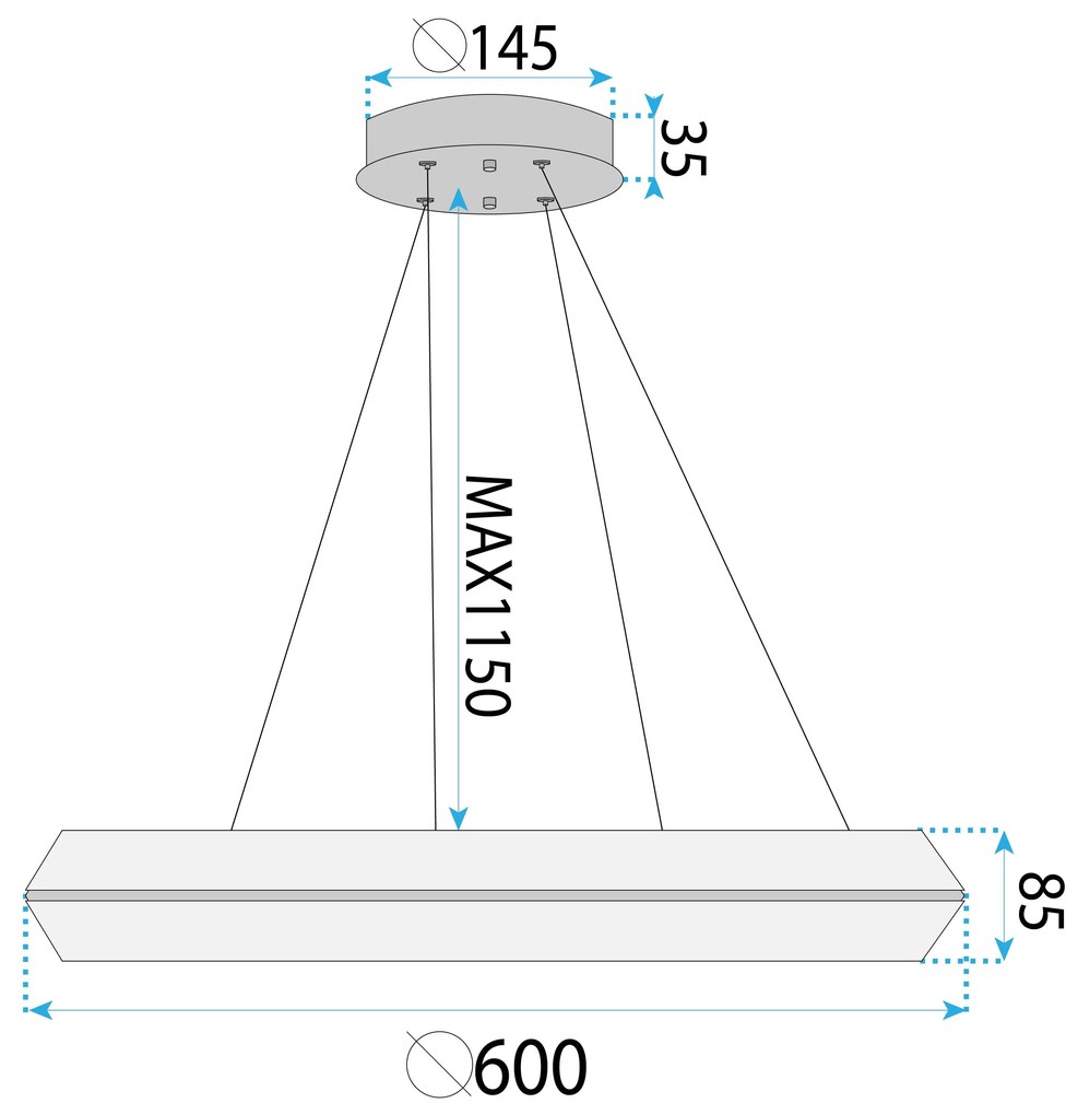 Toolight Toolight, LED stropní svítidlo 60cm, 45W, 4000K, APP1768-CP, zlatá, OSW-04344