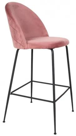Barová židle LAUSANNE velvet růžová, nohy černé House Nordic 1001262