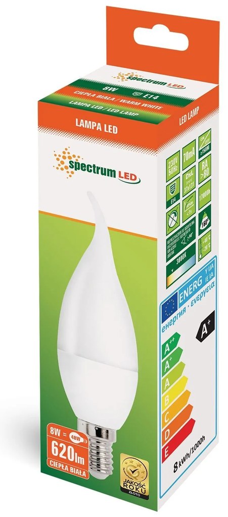 Spectrum LED LED žárovka teplá E-14 230V 8W dekorativní 14225