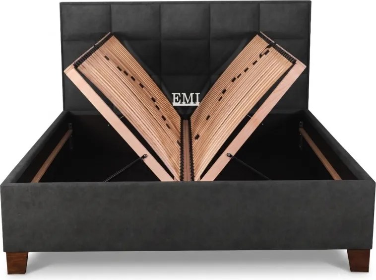 Postel čalouněná MONRA + lamelový rošt + matrace EMI