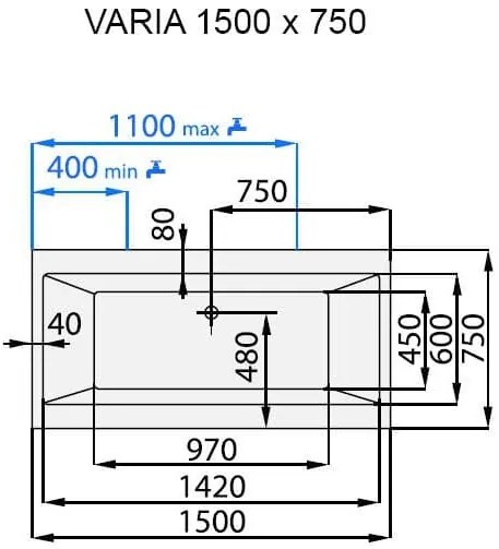Santech Varia - Vana oboustranná 1500x750mm SAVAR150