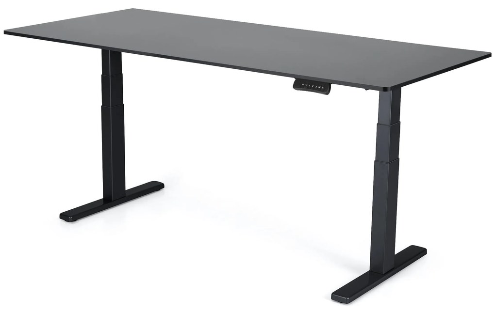 Výškově nastavitelný stůl Liftor 3segmentové nohy premium černé,   černá deska pro kancelářský výškově nastavitelný stůl 1800 x 800 x 18 mm