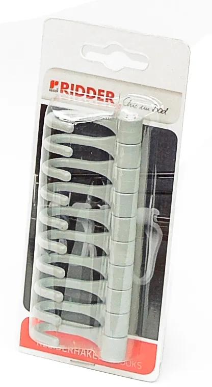 Ridder Výprodej Háček k policím plastový - šedý (10 ks) - š. 12 mm, v. 48 mm, hl. 24 mm 12110300