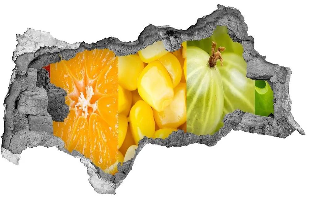 Wallmuralia Nálepka 3D díra samolepící Ovoce a zelenina 95x73 cm