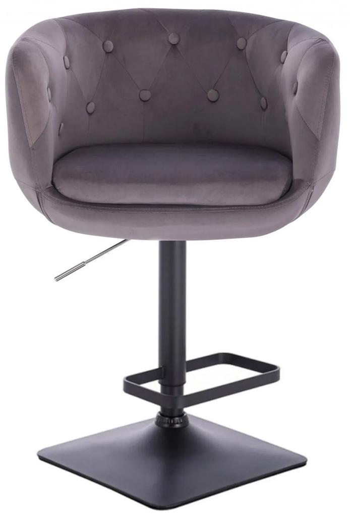 LuxuryForm Barová židle MONTANA VELUR na černé podstavě - šedá